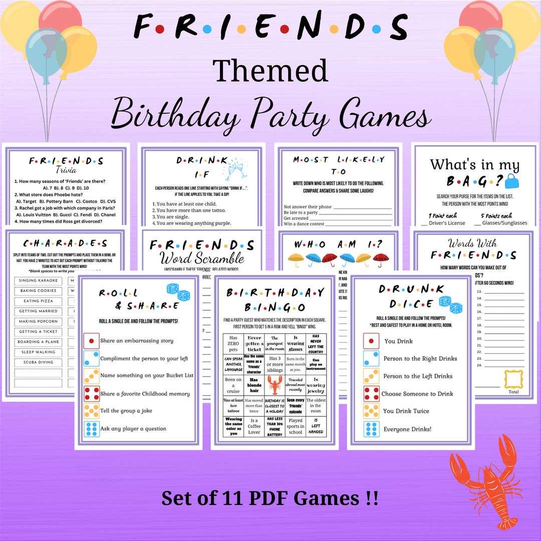 Friends Themed BIRTHDAY PARTY Games Bundle | Friends TV Show ...