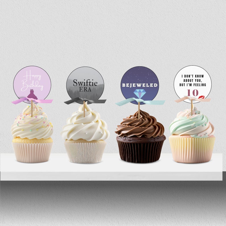 Swiftie Era Cupcake Toppers | Editable and Printable Party Supplies ...