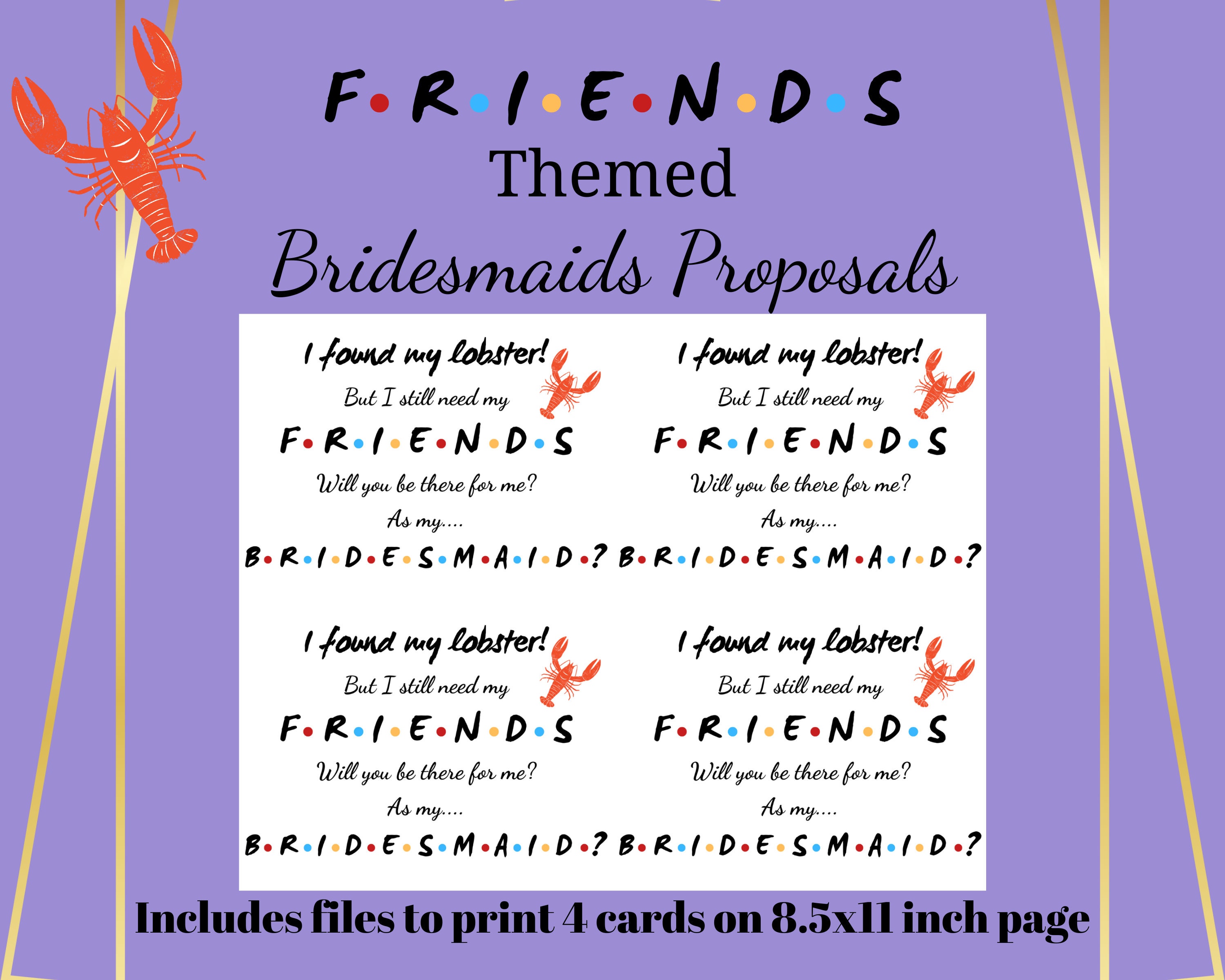 Friends Themed Bridesmaid Proposal Cards Friends TV Show - Etsy