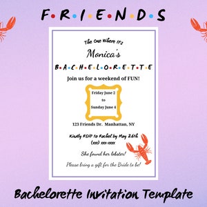 Friends Themed Bachelorette Party Invitation Template Editable Template ...