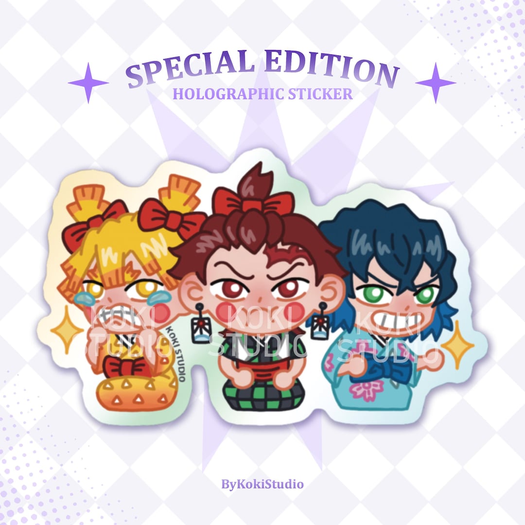 KNY | Holographic Sticker | Fanart Merch | Anime Sticker | Chibi ...