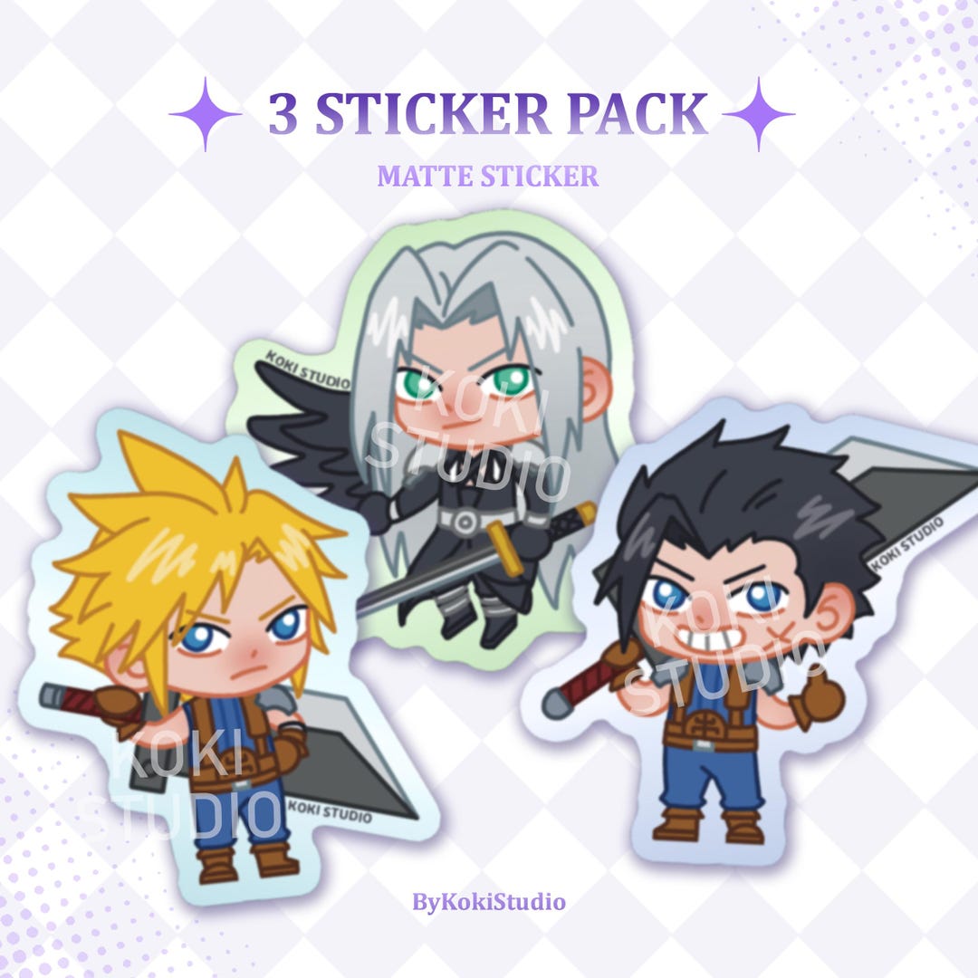 FFVII | Matte Sticker Pack | Fanart Merch | Videogame Sticker | Chibi ...