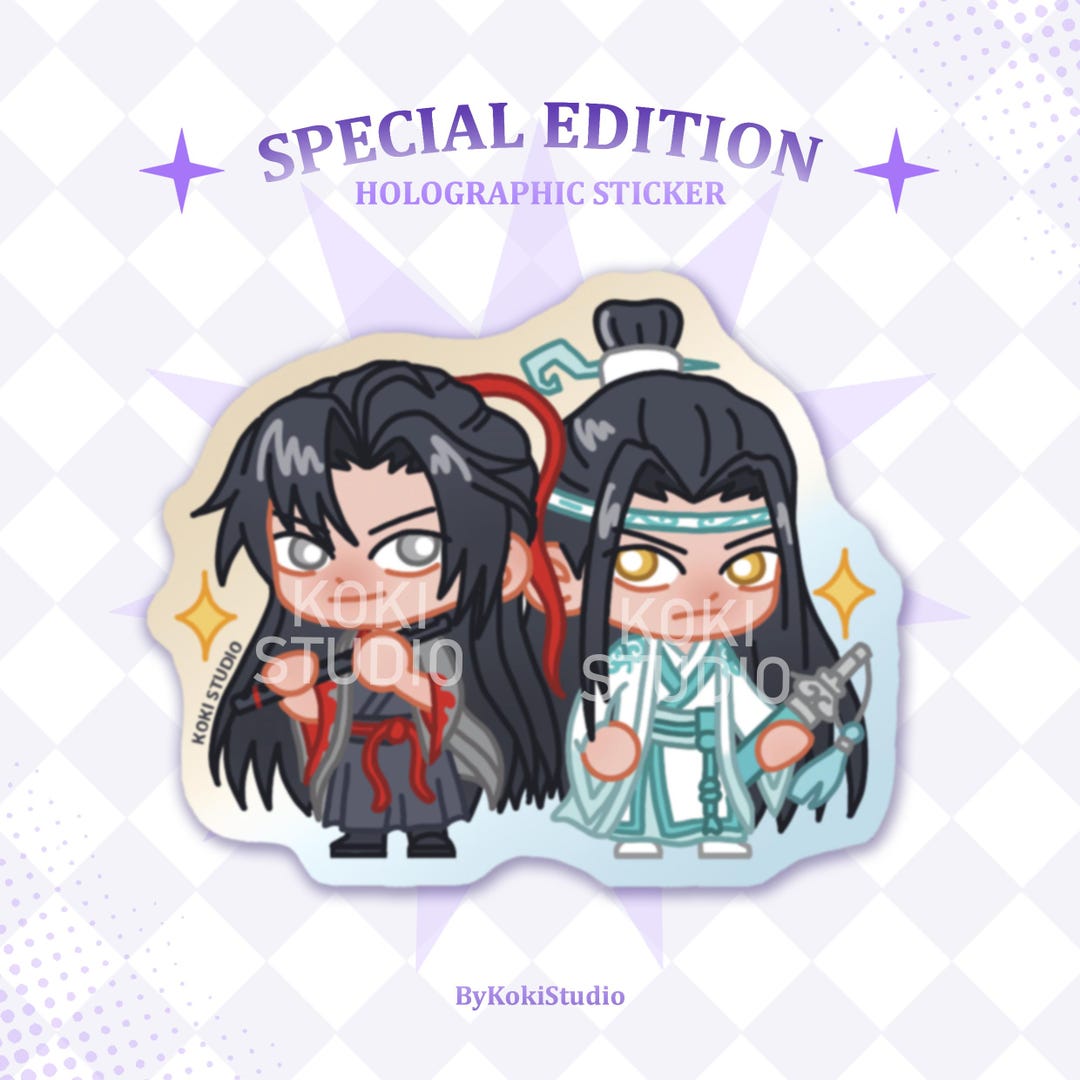 Wei Wuxian e Lang Wangji | Adesivo Holográfico | Produtos de Fanart ...
