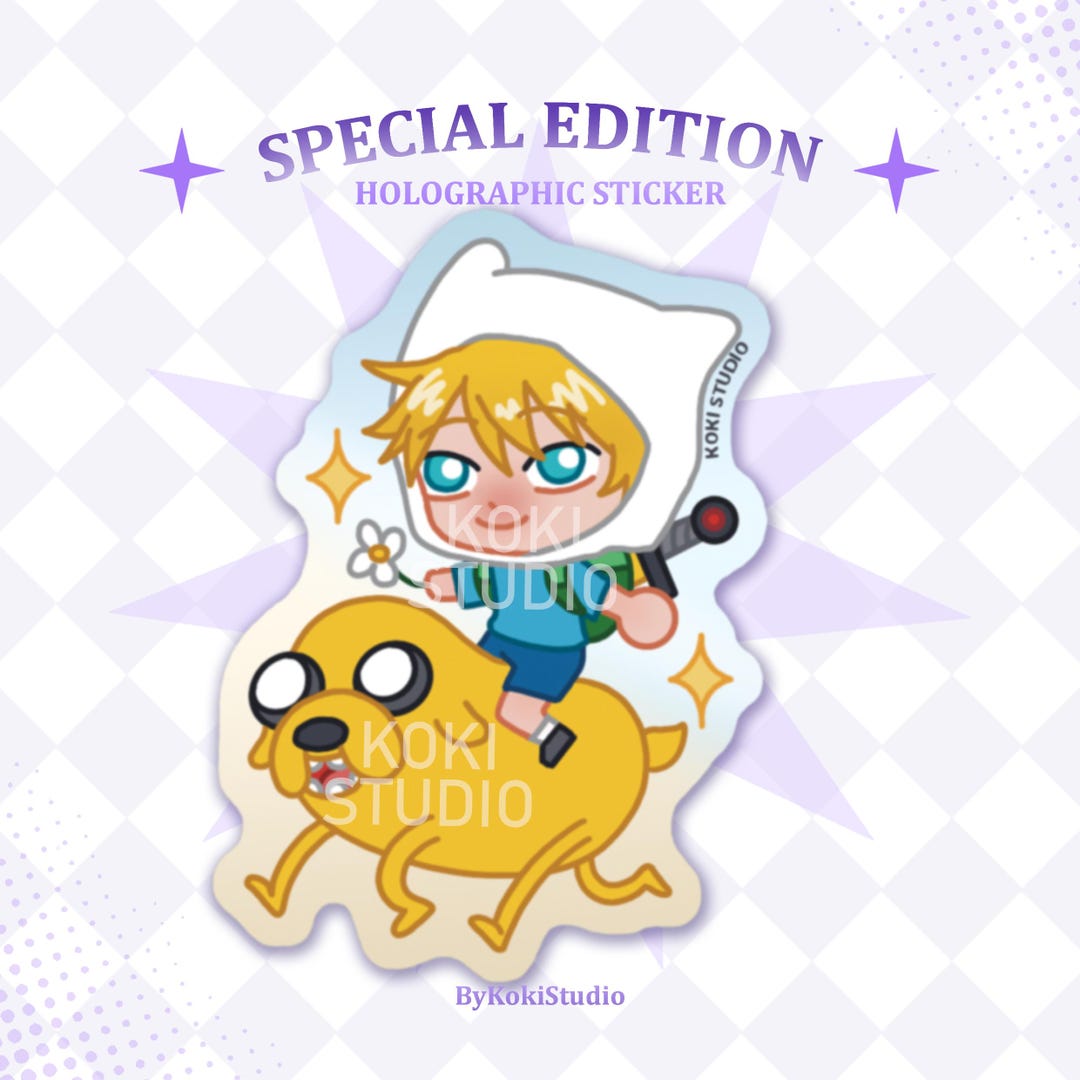 Finn & Jake | Holographic Sticker | Fanart Merch | Cartoon Sticker ...