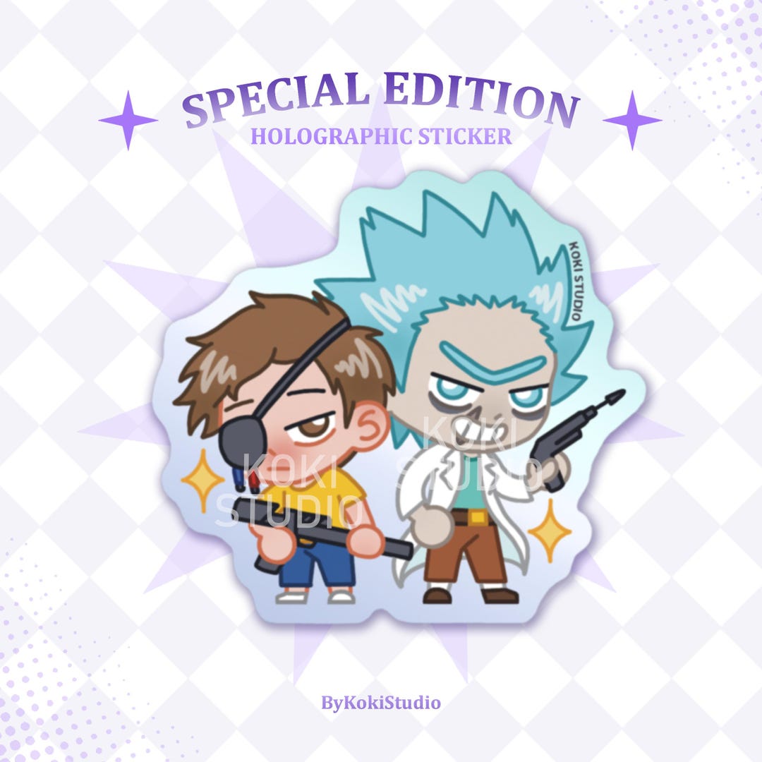 Evil Morty & Rick | Holographic Sticker | Fanart Merch | Cartoon ...