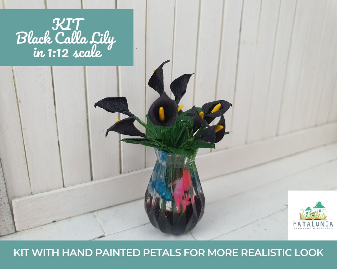 Kit Miniature Plants Black Calla Lily Dollhouse Miniatures in 12th ...