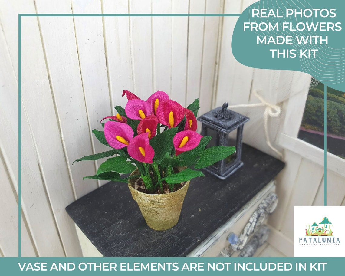 Kit Miniature Plants Pink Calla Lily Dollhouse Miniatures in 12th Scale ...