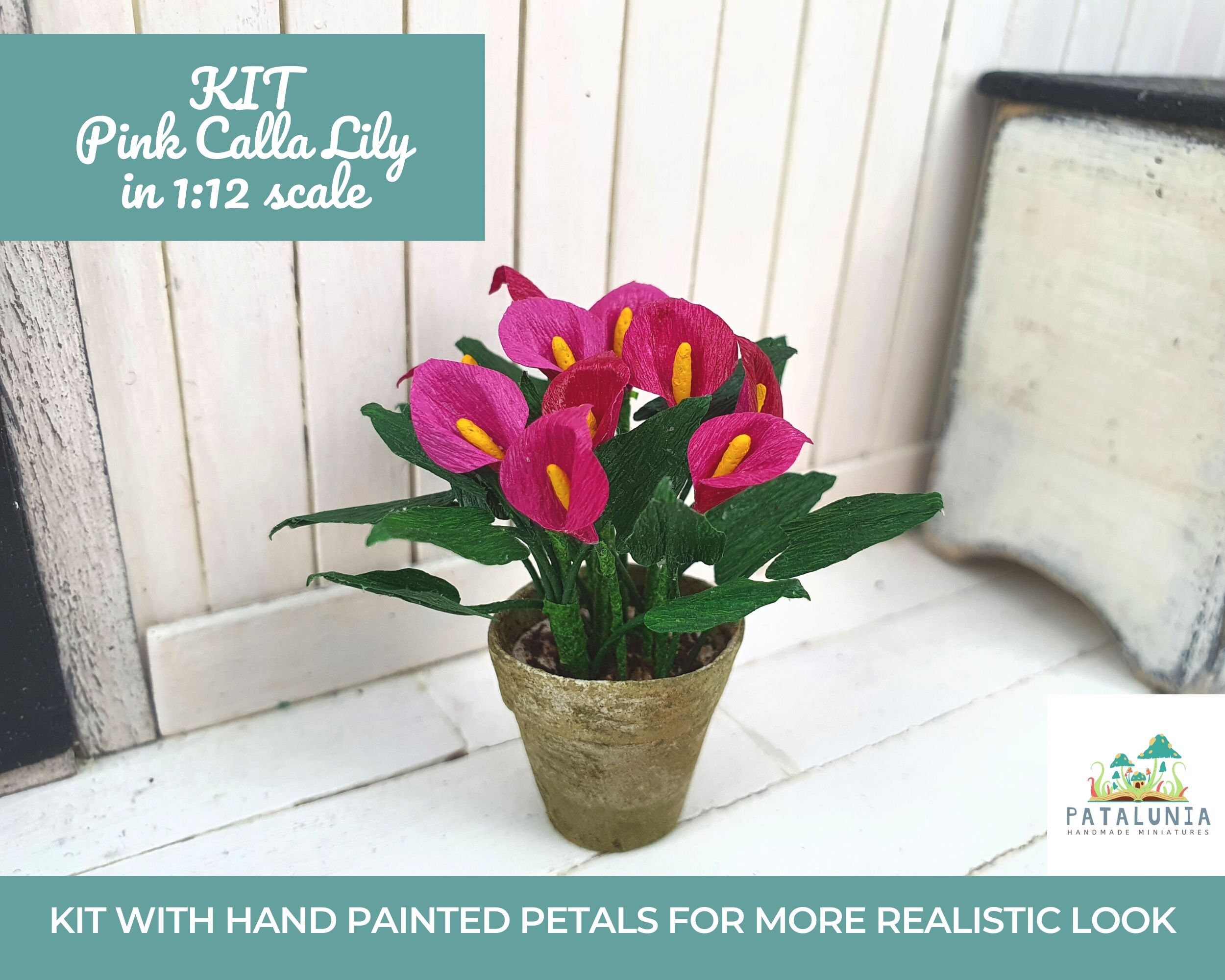 Kit Miniature Plants Pink Calla Lily Dollhouse Miniatures in 12th Scale ...
