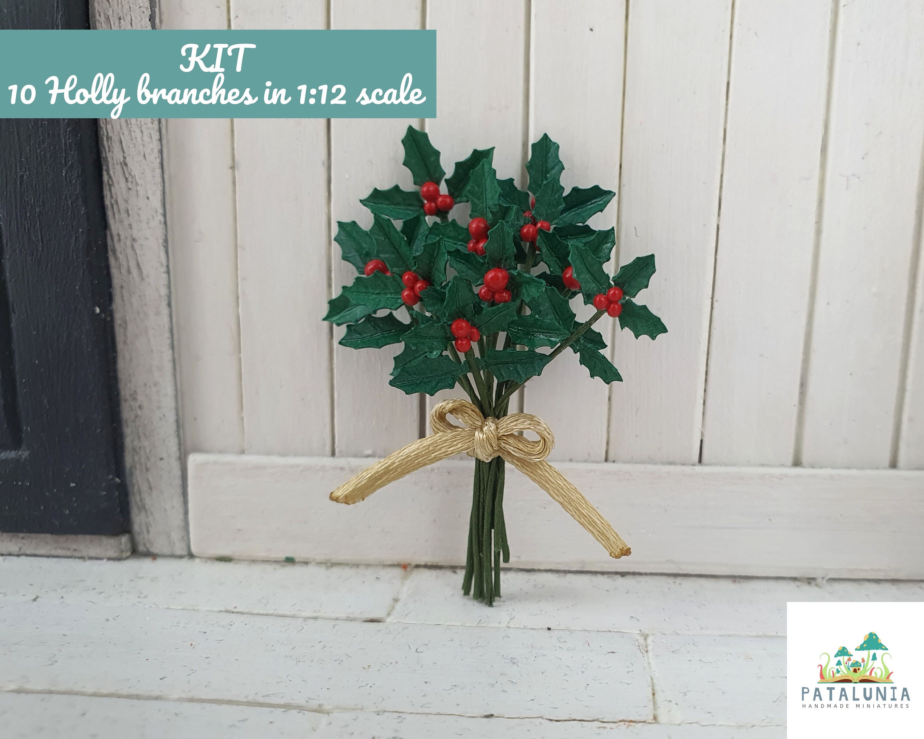 Kit Miniature Plants 10 Holly Branches With Berries Dollhouse ...