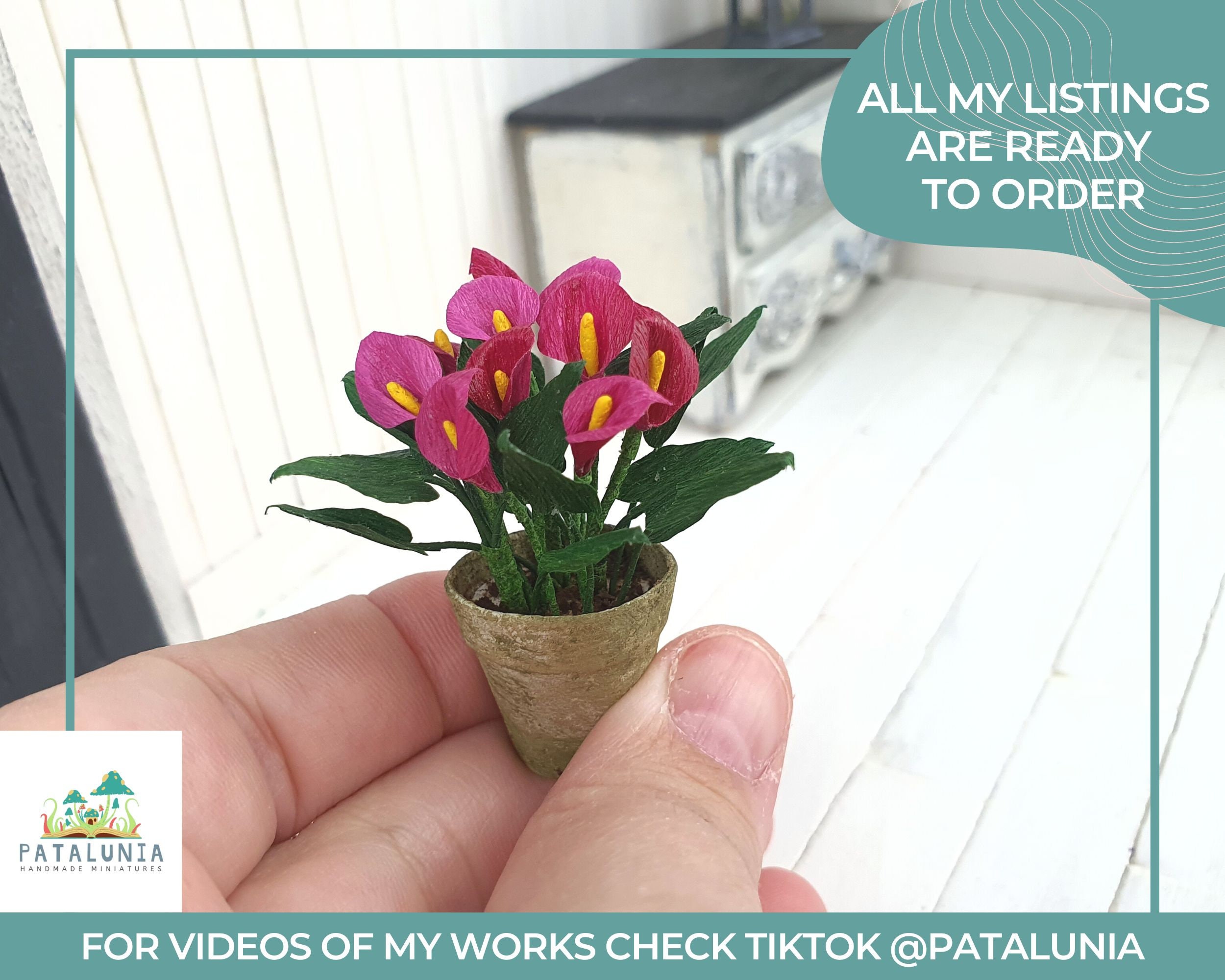 Kit Miniature Plants Pink Calla Lily Dollhouse Miniatures in 12th Scale ...