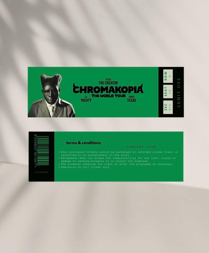 Tyler, the Creator: Chromokopia Tour Digital Ticket - Etsy