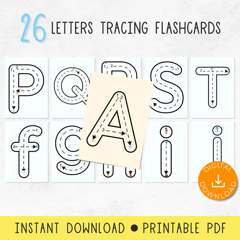 Letters Tracing Flashcards - Preschool and Kindergarten Activity, Learn ...