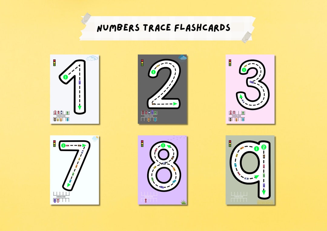 Numbers Tracing Flashcards Preschool and Kindergarten Activity, Learn ...