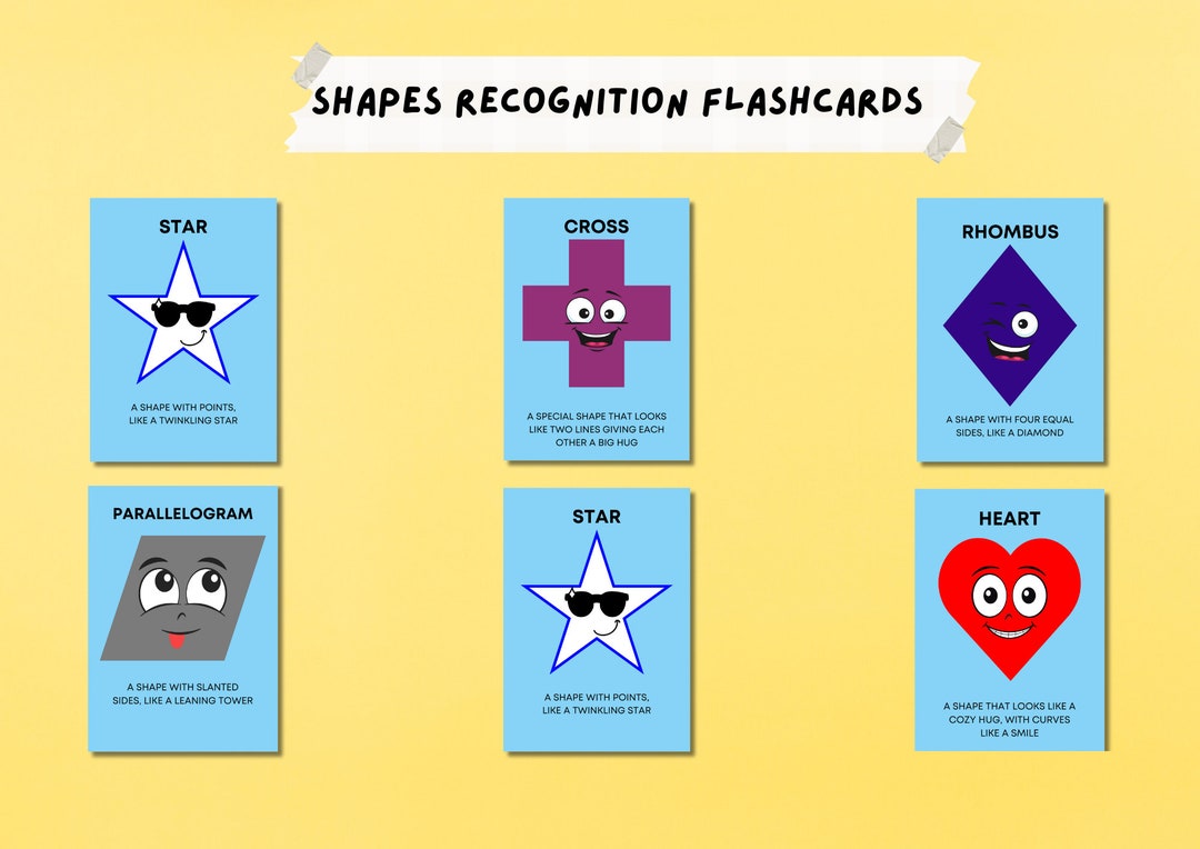 Shapes Recognition Flash Cards Classroom Visual Shapes, Funny Faces ...
