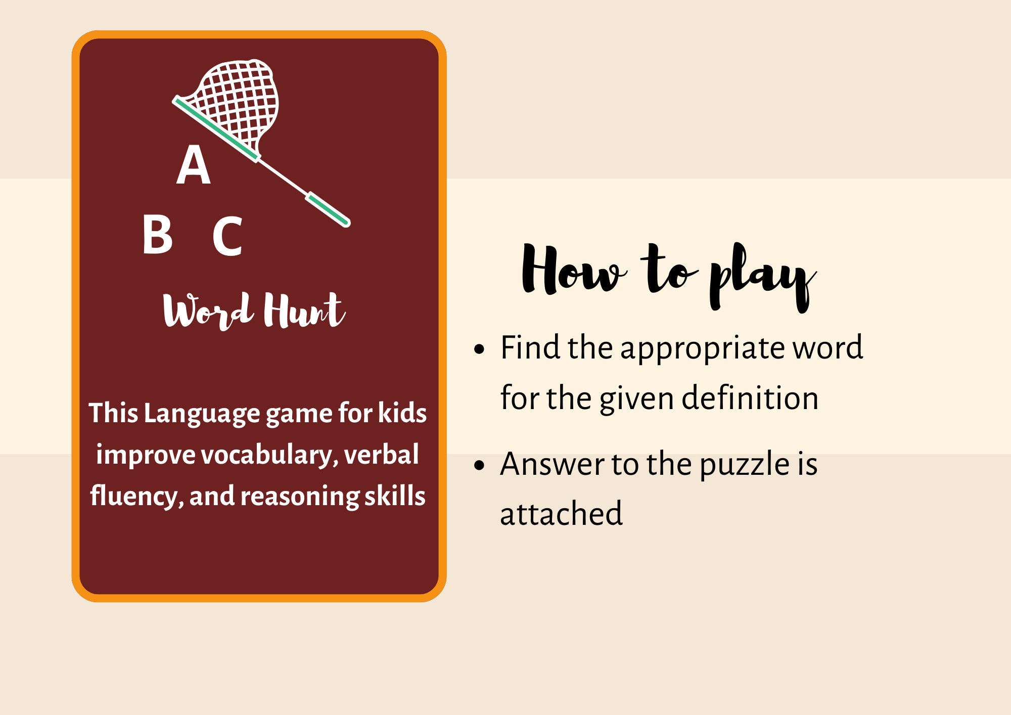 Word Hunt Game Word Puzzle Game. Printable Activity. Preschool ...