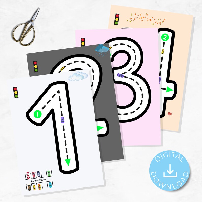 Numbers Tracing Flashcards - Preschool and Kindergarten Activity, Learn ...