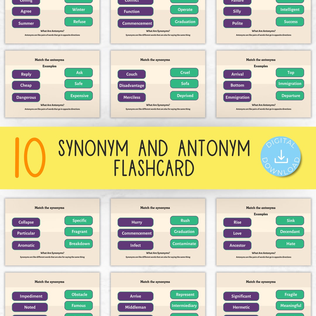 Synonym and Antonym Game - Printable Lesson for Kids, Learning English ...