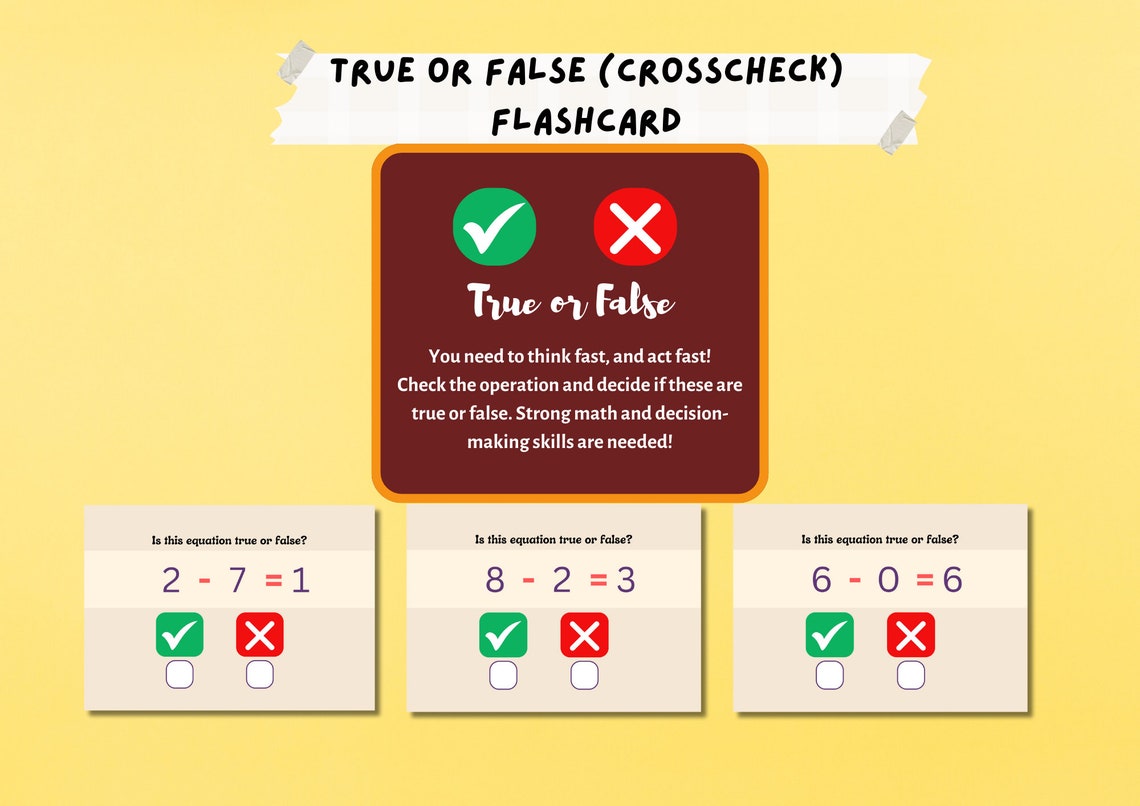 Crosscheck, True or False Game Math Games for Kids. Educational ...