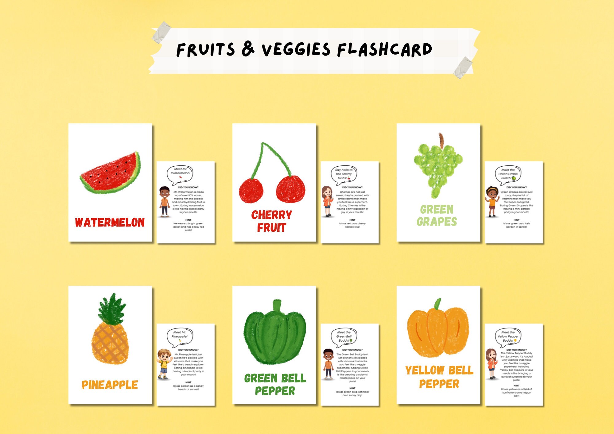 Fruits and Vegetables Flashcards - Etsy