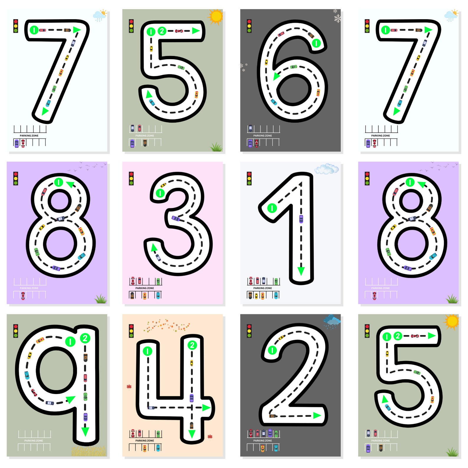 Numbers Tracing Flashcards - Preschool and Kindergarten Activity, Learn ...
