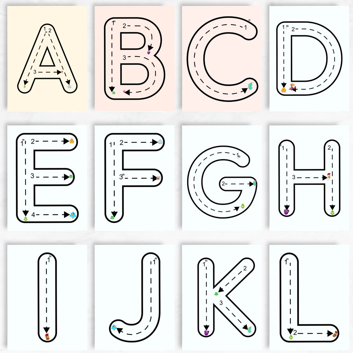 Letters Tracing Flashcards - Preschool and Kindergarten Activity, Learn ...