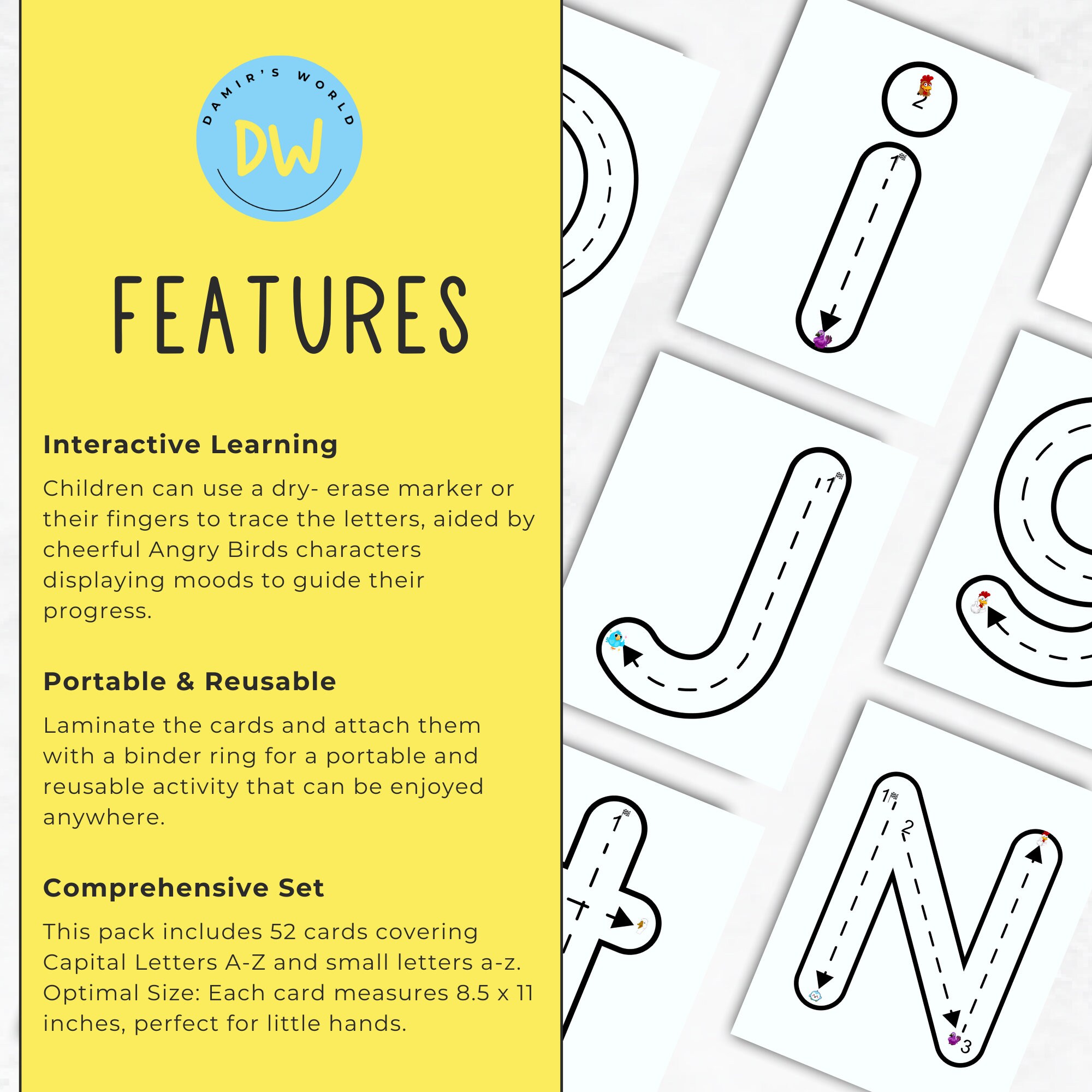 Letters Tracing Flashcards - Preschool and Kindergarten Activity, Learn ...