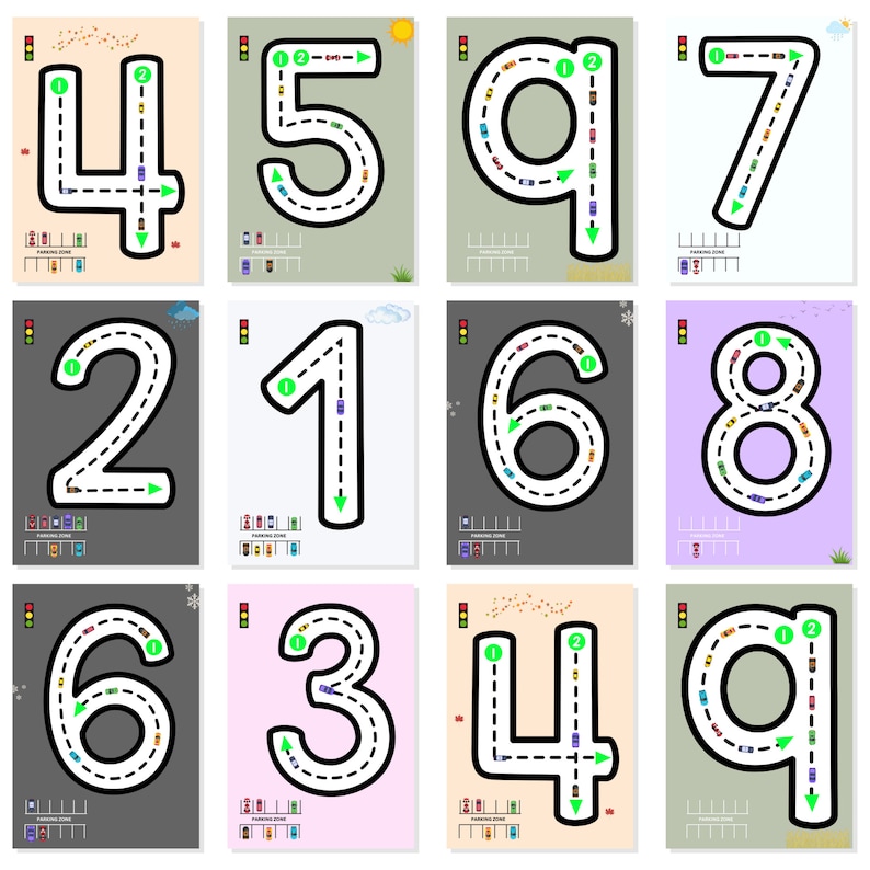 Numbers Tracing Flashcards - Preschool and Kindergarten Activity, Learn ...