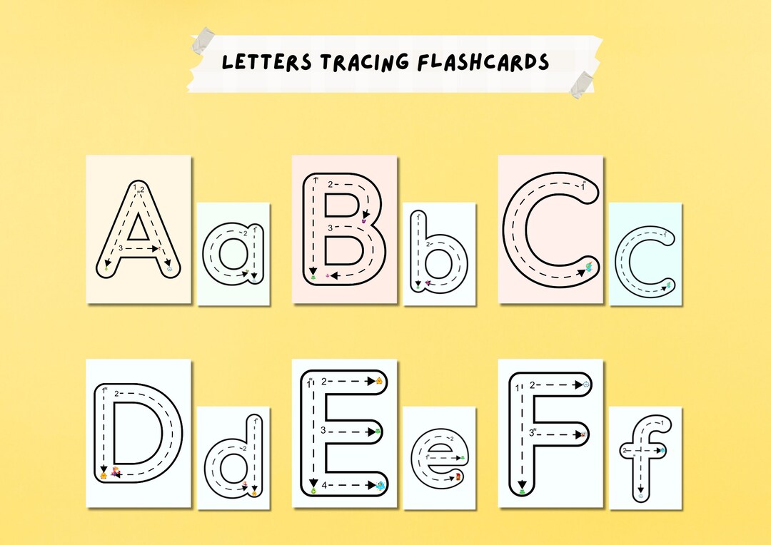 Letters Tracing Flashcards Preschool and Kindergarten Activity, Learn ...