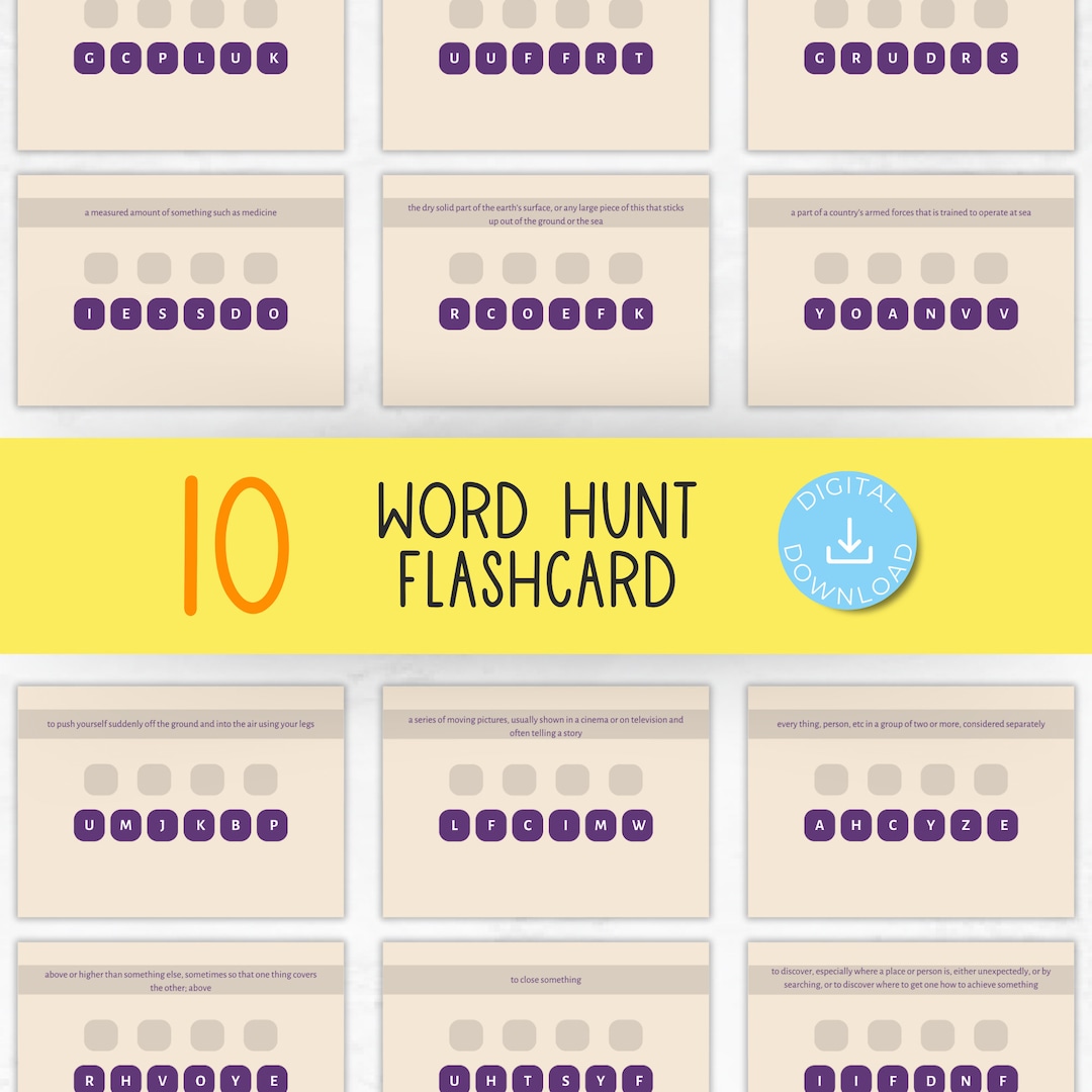 Word Hunt Game - Word Puzzle Game. Printable Activity. Preschool ...