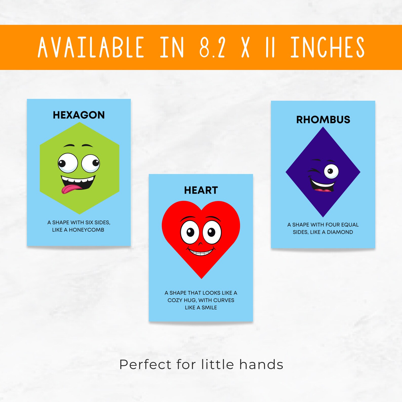 Shapes Recognition Flash Cards - Classroom Visual Shapes, Funny Faces ...