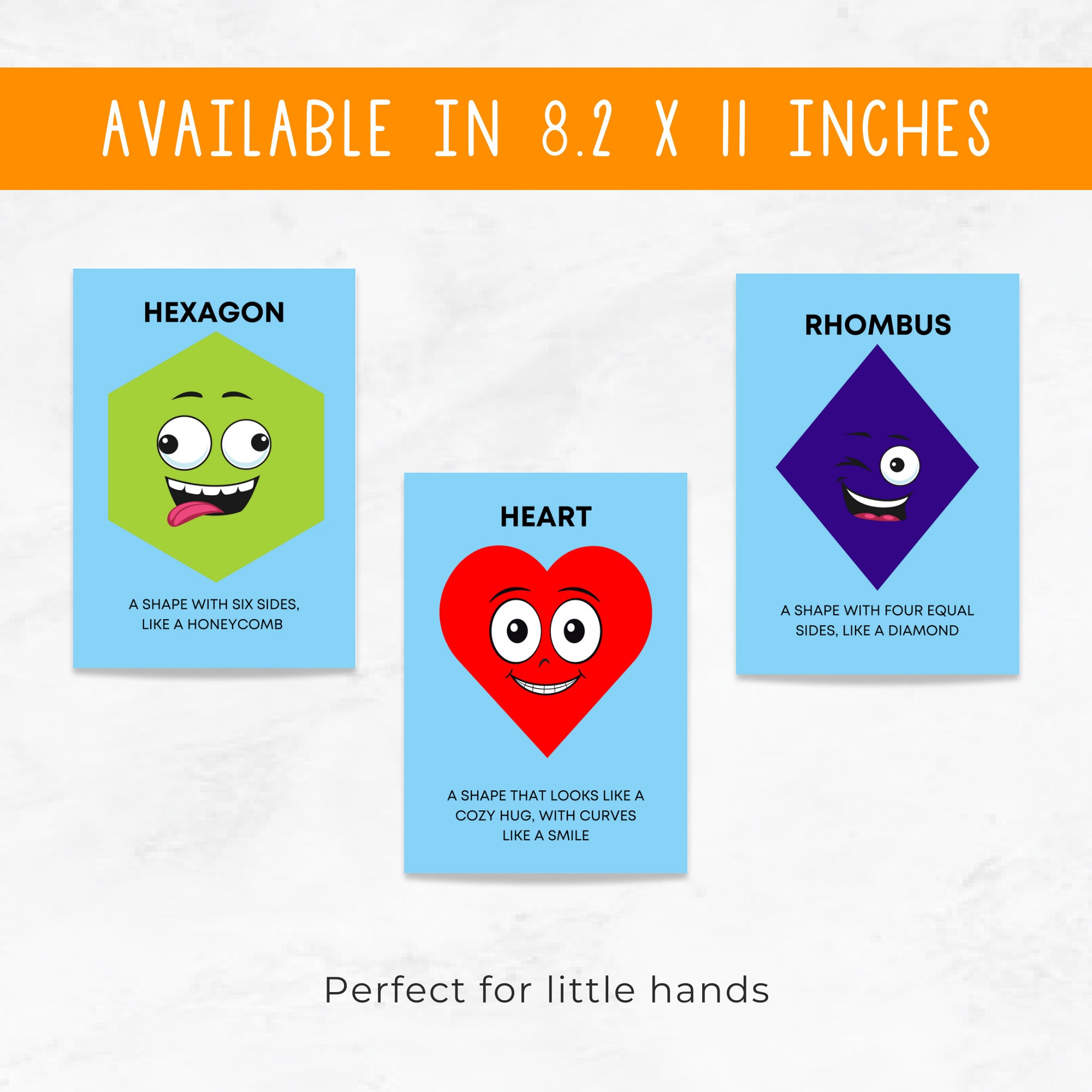 Shapes Recognition Flash Cards - Classroom Visual Shapes, Funny Faces ...