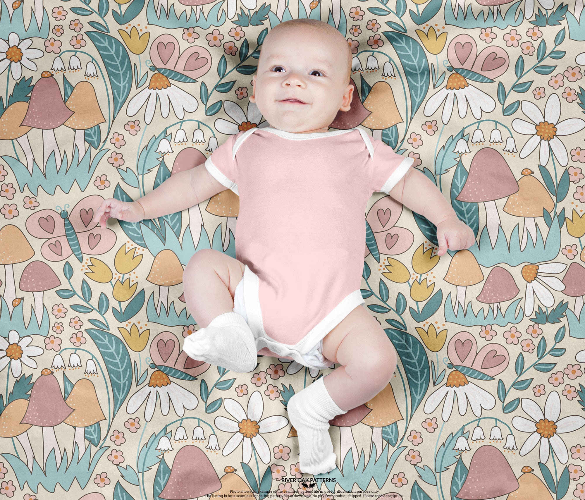 Groovy Happy Spring Summer Seamless File Retro Mushrooms - Etsy