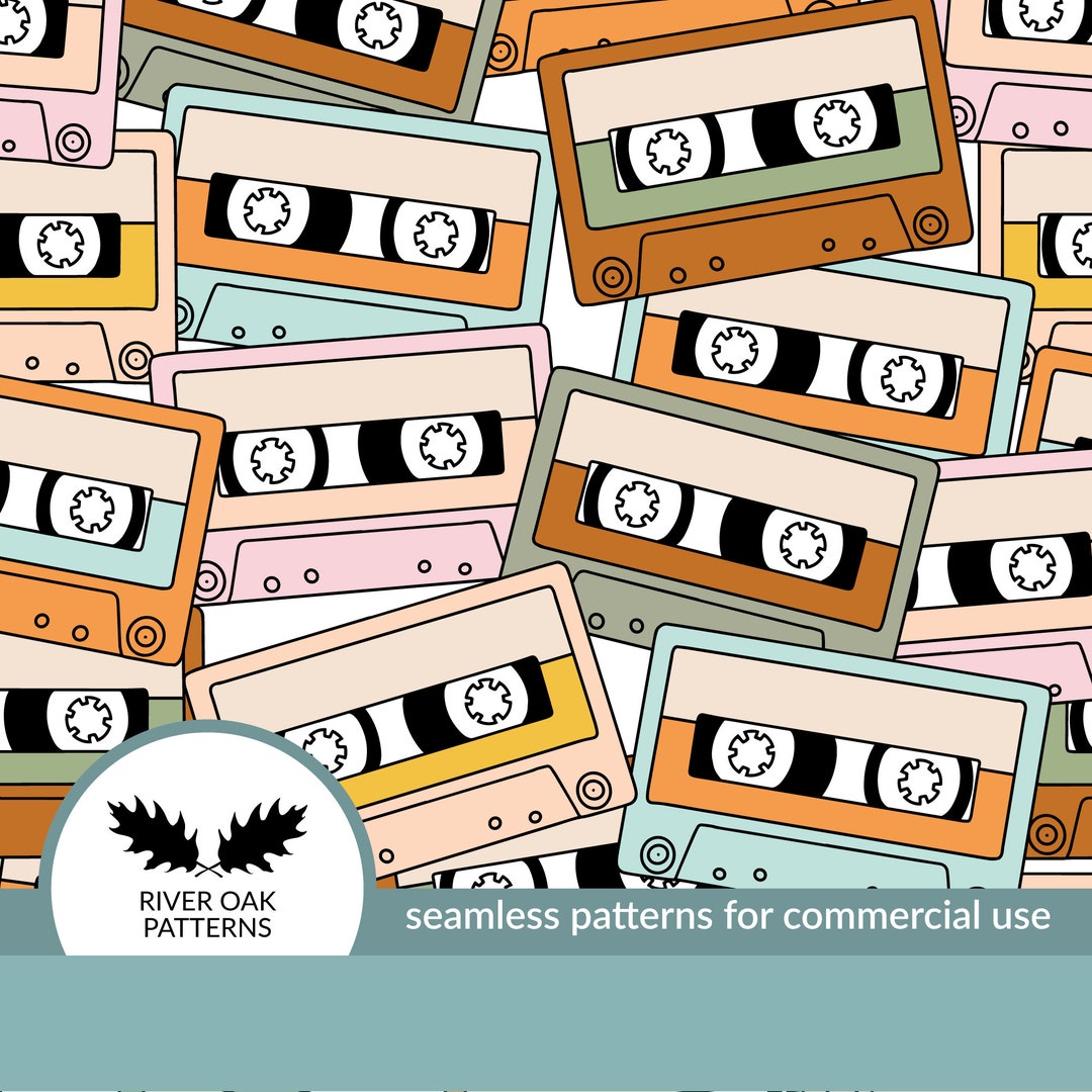Groovy Retro Vintage Audio Tape Cassettes Seamless Digital Repeat ...
