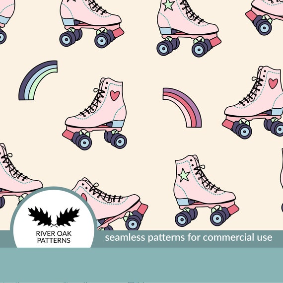 Retro Vintage Roller Skates Seamless Digital Repeat Pattern - Etsy
