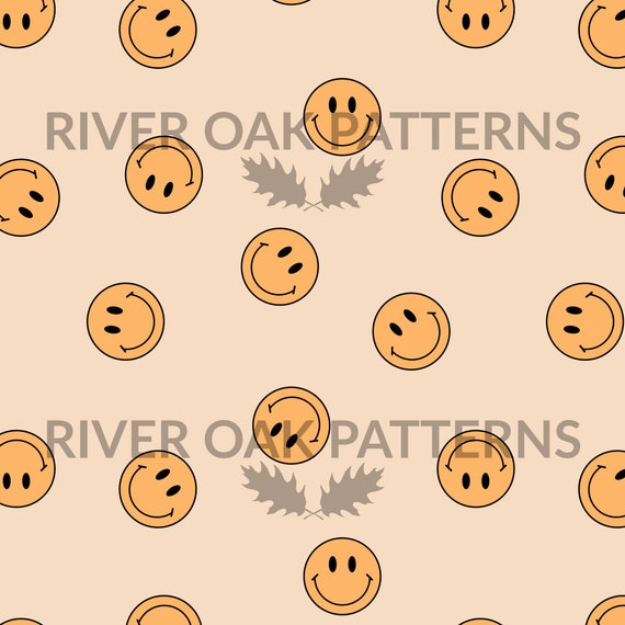 Paper, Party & Kids Boho Muted Smiley Face Seamless File Digital Repeat ...