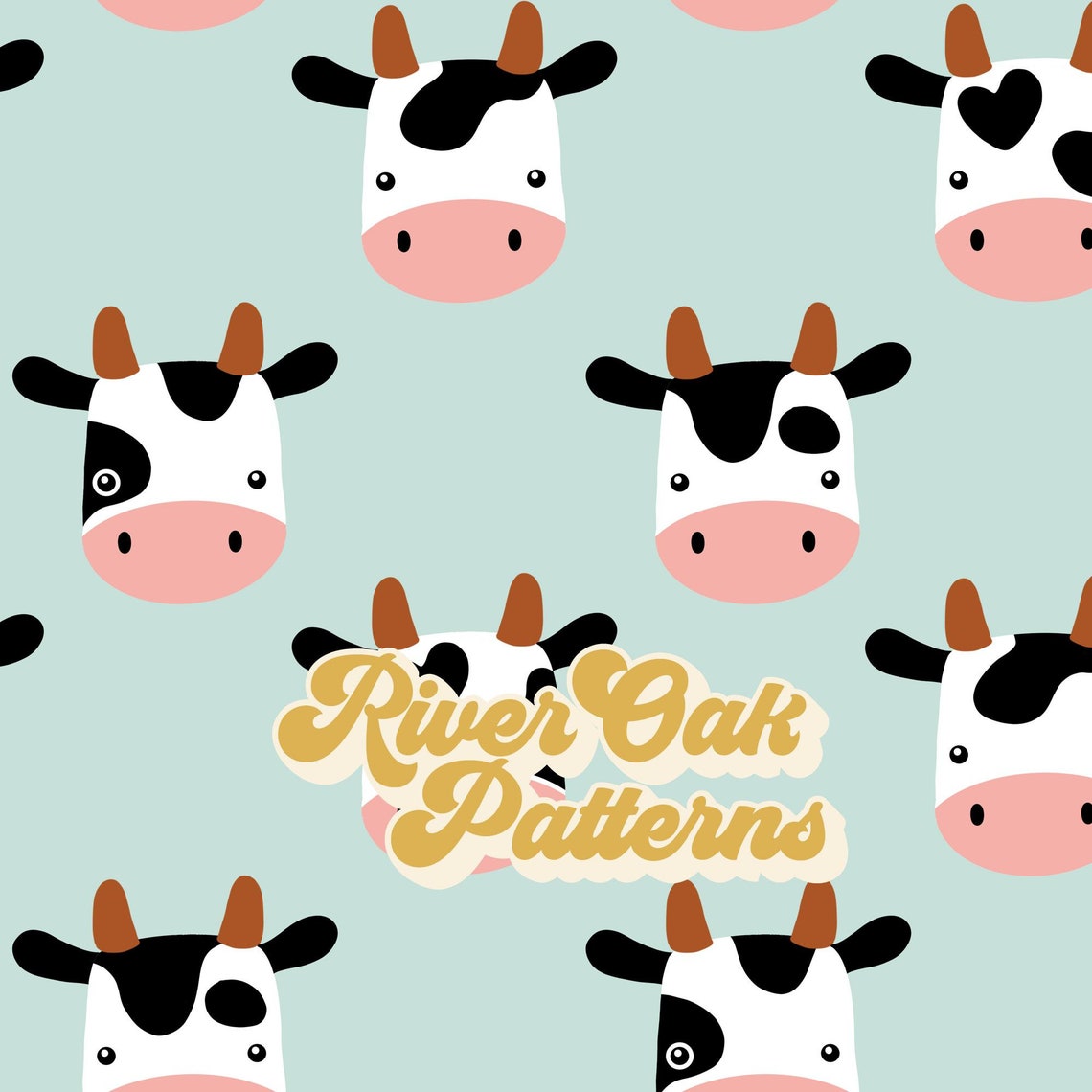 Cute Cows Seamless Pattern for Fabric Sublimation Repeating File ...