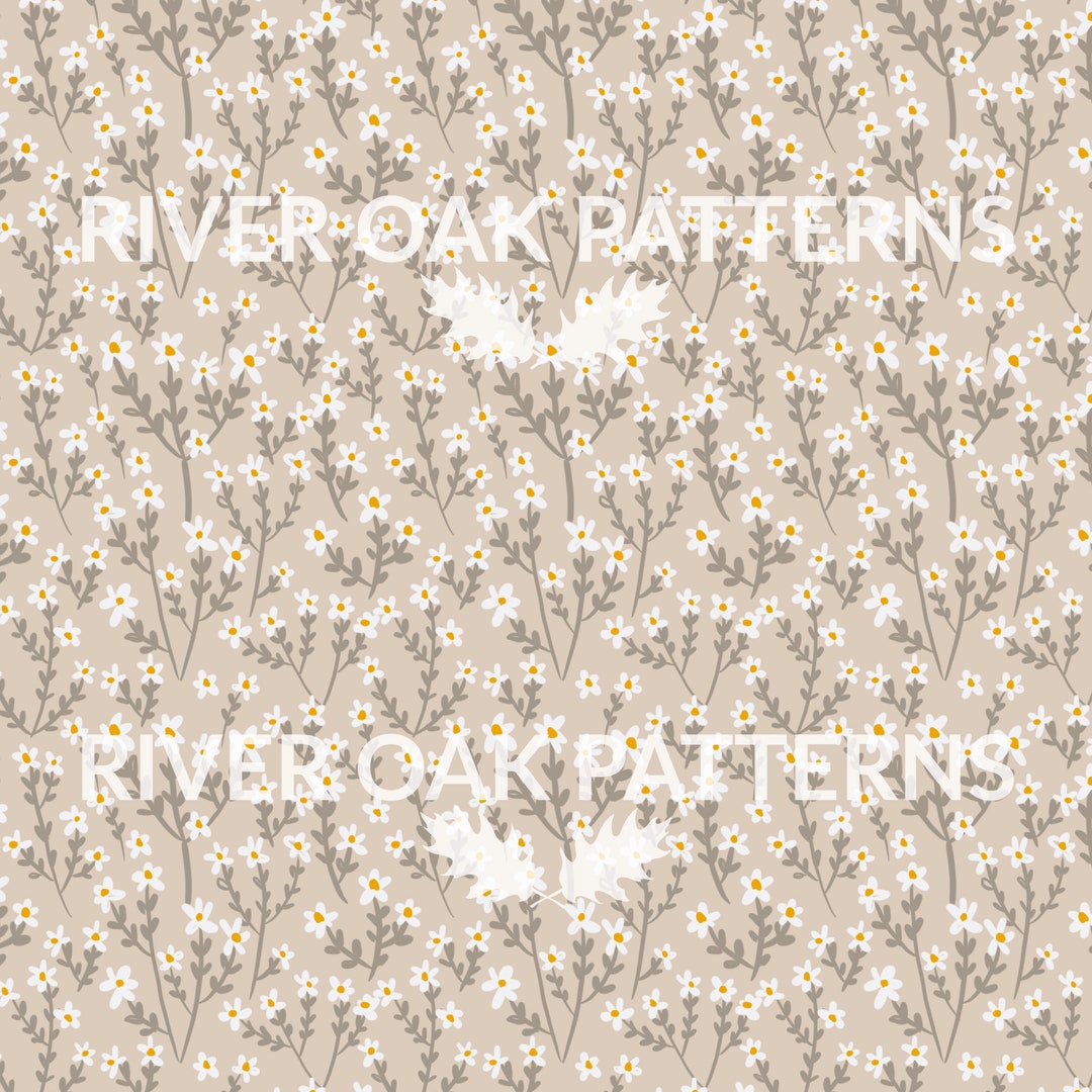Muted Neutral Boho Floral Seamless Digital Repeat Pattern for ...