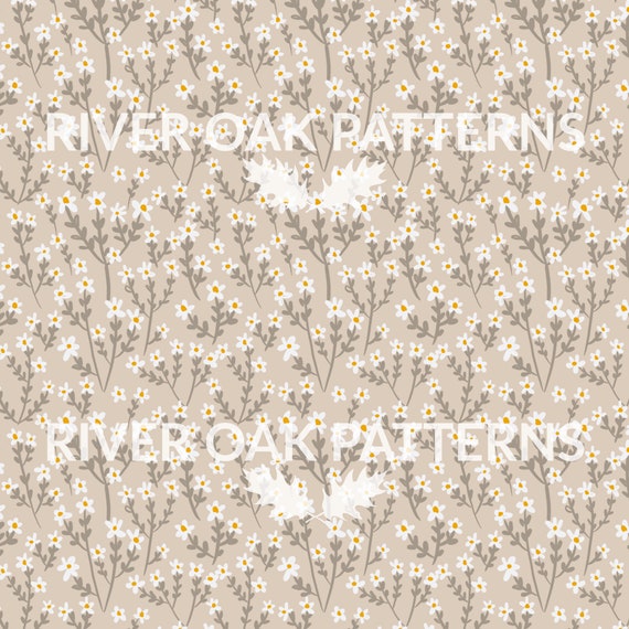 Muted Neutral Boho Floral Seamless Digital Repeat Pattern for - Etsy