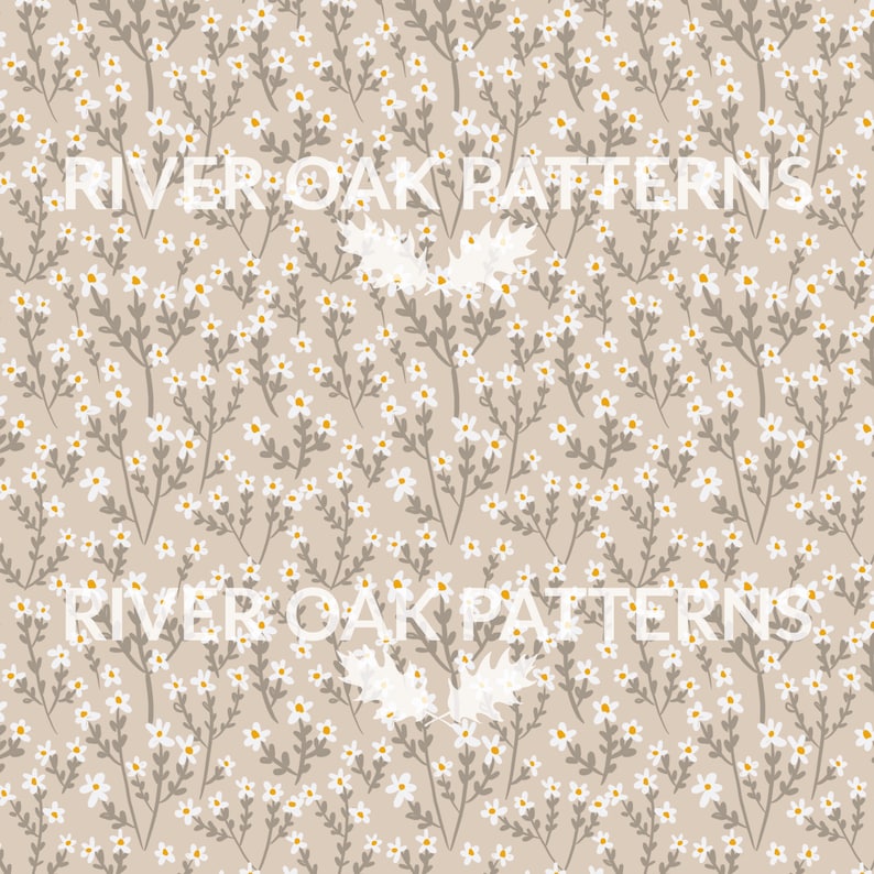 Muted Neutral Boho Floral Seamless Digital Repeat Pattern for - Etsy