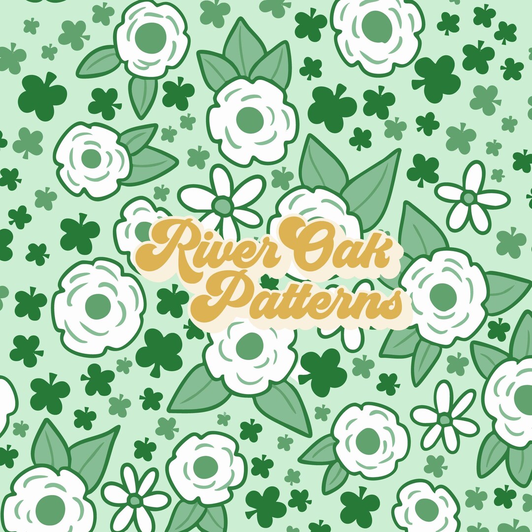 St Patrick's Day Floral Seamless Repeat Pattern File Green Shamrock ...