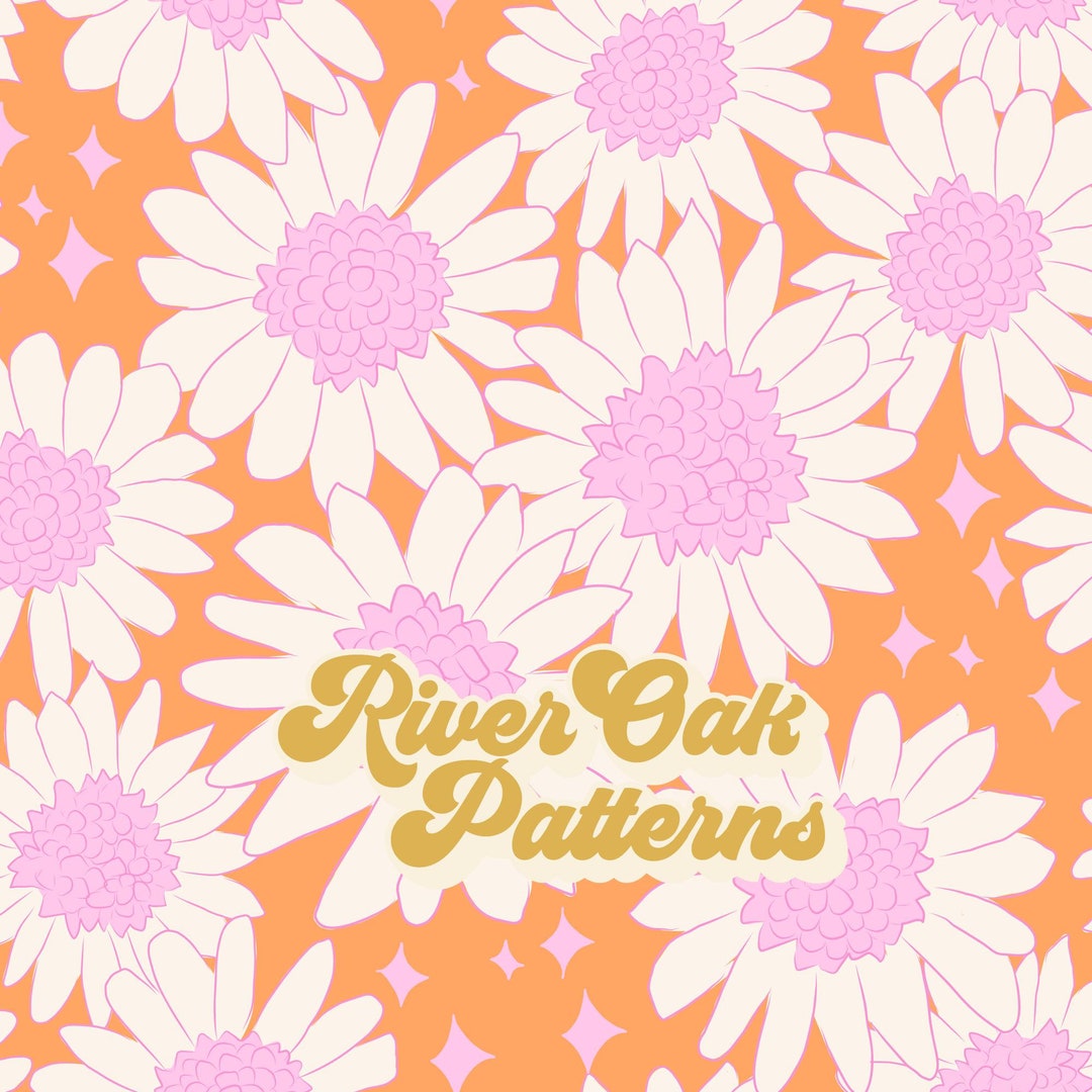Boho Daisy Seamless Pattern for Fabric Sublimation Repeating File Retro ...