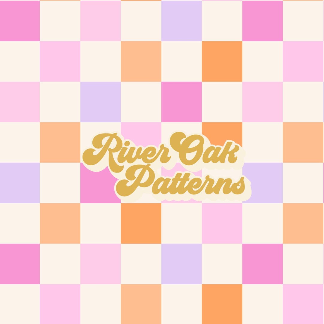 Checkered Pattern: Summer Pink & Orange Retro Design (digital Download ...