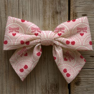 Coquette Valentine's Cherry Bow Seamless Pattern: Girly Pink Fabric ...