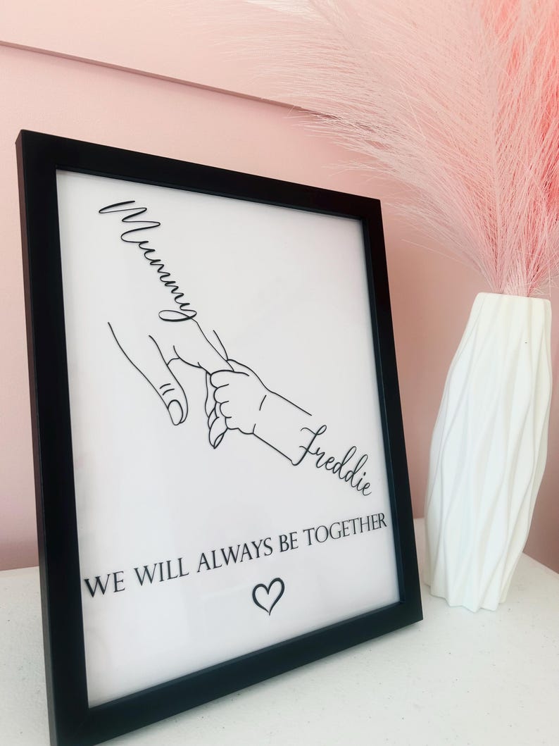 Baby Handprint Art | Minimalist Framed Print, Mother's Day Gift - Etsy