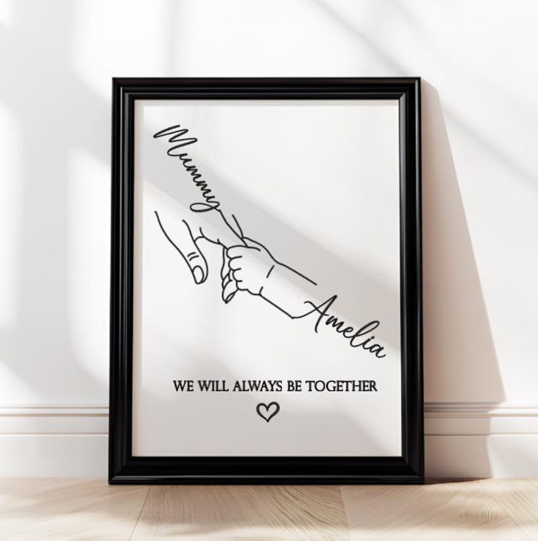 Baby Handprint Art | Minimalist Framed Print, Mother's Day Gift - Etsy