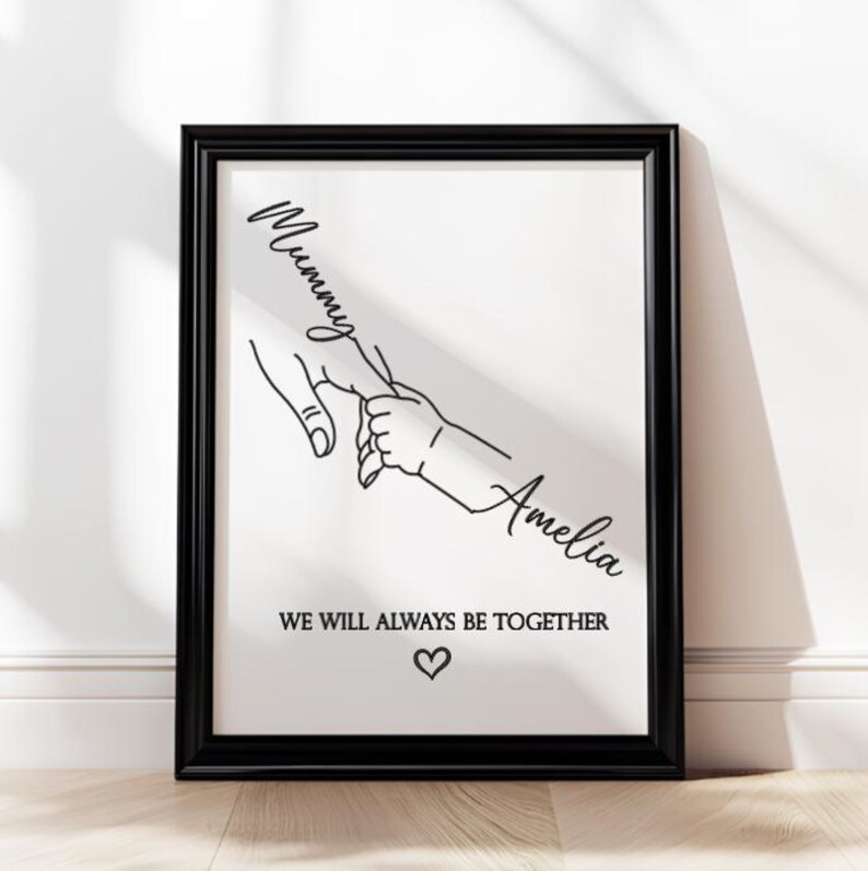 Baby Handprint Art | Minimalist Framed Print, Mother's Day Gift - Etsy