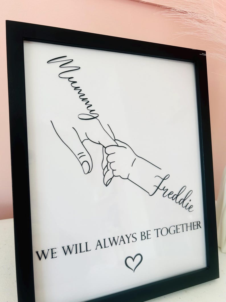 Baby Handprint Art | Minimalist Framed Print, Mother's Day Gift - Etsy