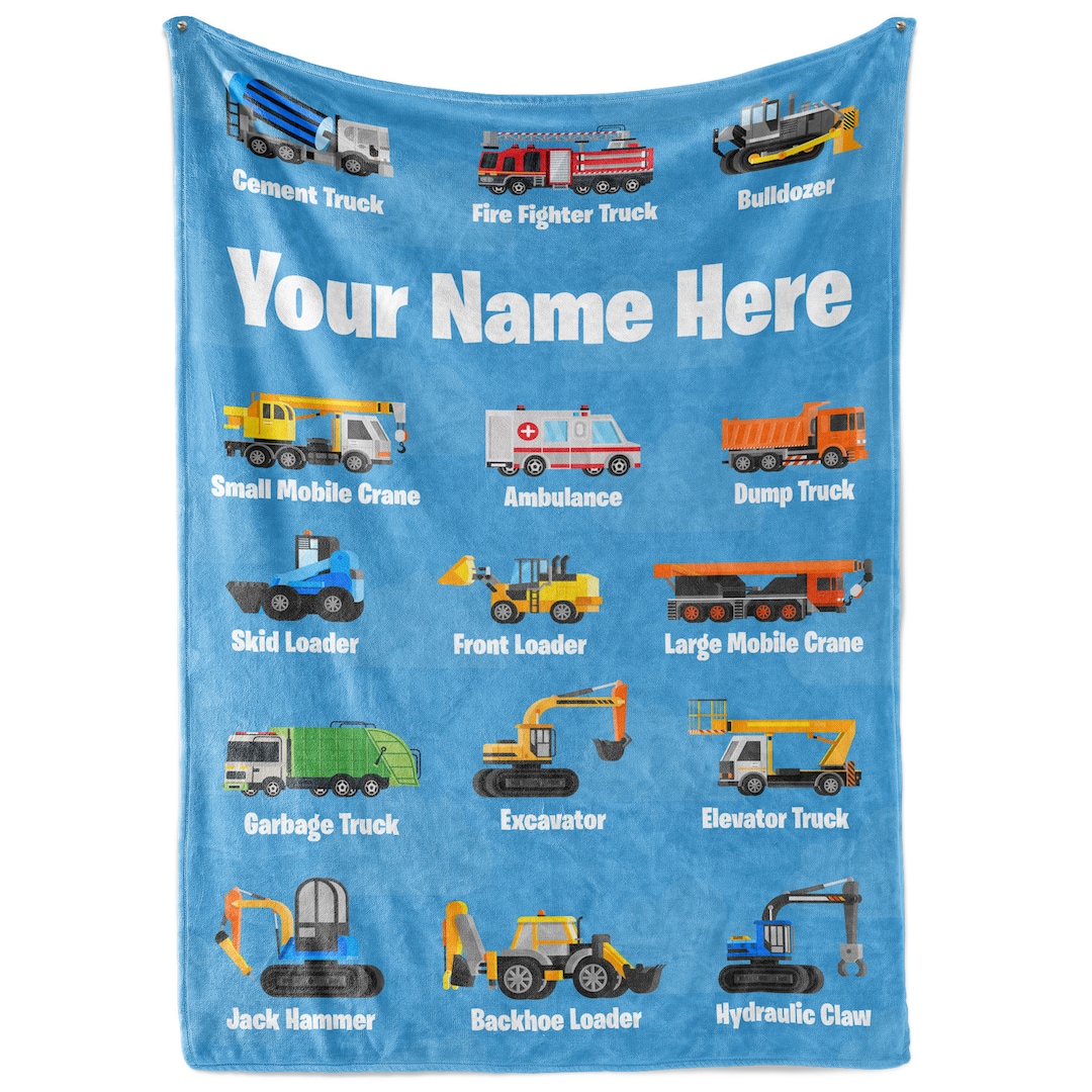 Personalized Construction Blanket | Baby Blanket Boys Gift | Toddler ...