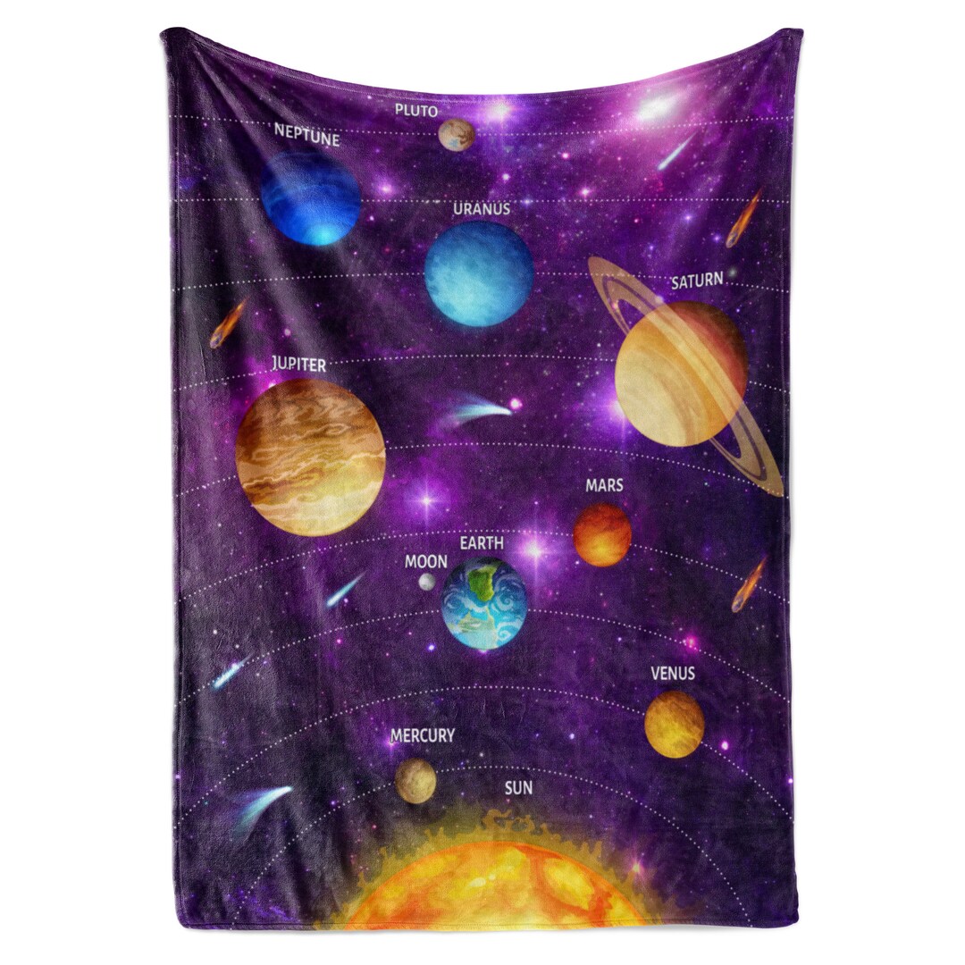 Outer Space Blanket for Kids With Colorful Solar System | Custom Throw ...
