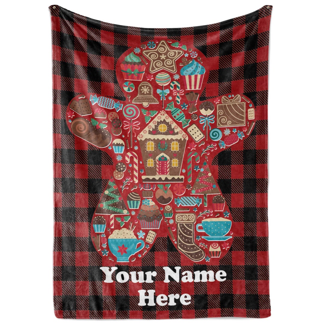 Personalized Christmas Gingerbread Blanket | Custom Christmas Spirit ...